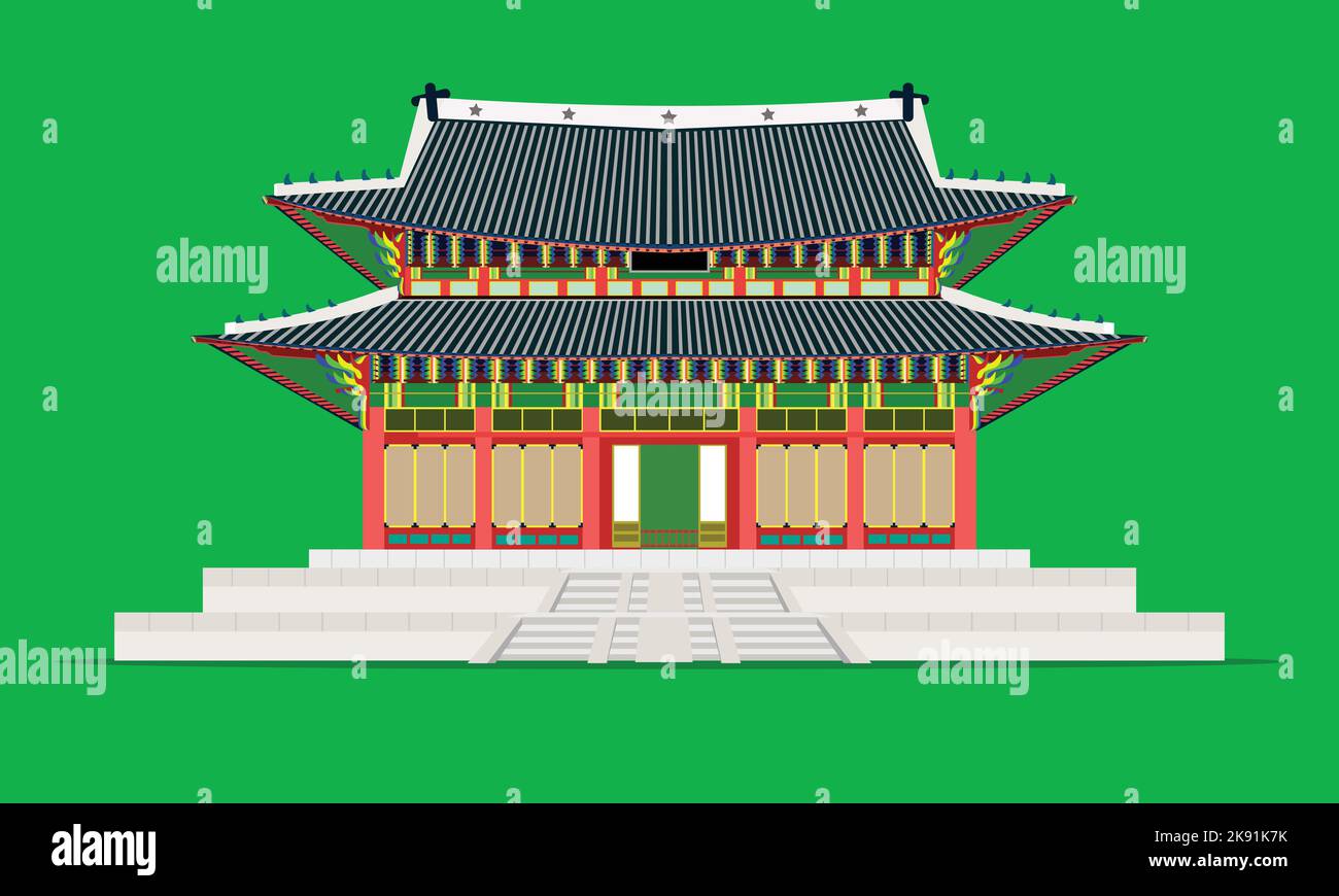A vector illustration of the Changdeokgung palace in Seoul, South Korea ...