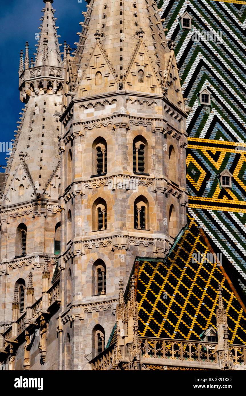 Roman Towers at St. Stephens Cathedral in Vienna, Austria Stock Photo ...