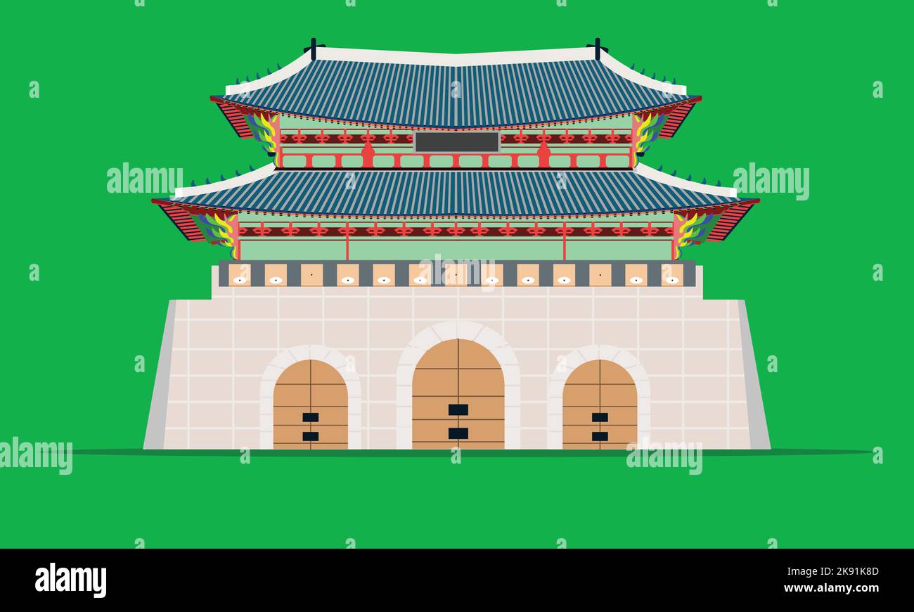 A vector illustration of the gates of Gyeongbokgung palace in Seoul ...