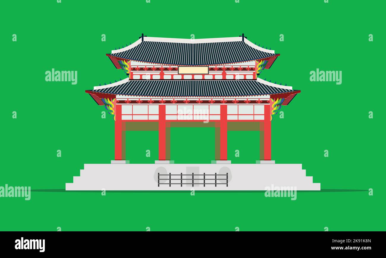 A vector illustration of the gates of Gyeongbokgung palace in Seoul ...