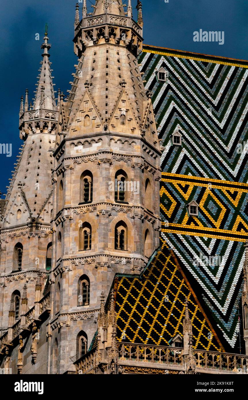 Roman Towers at St. Stephens Cathedral in Vienna, Austria Stock Photo ...
