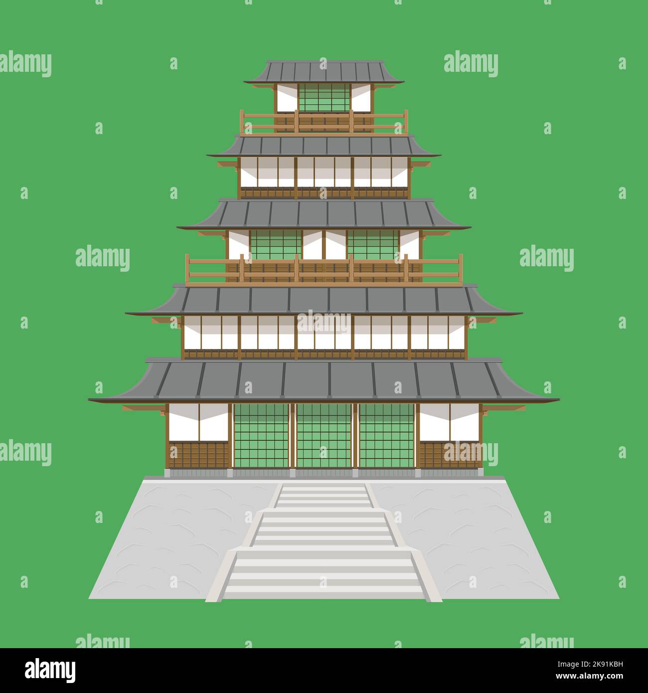 A vector illustration of a Japanese temple architecture design on a ...