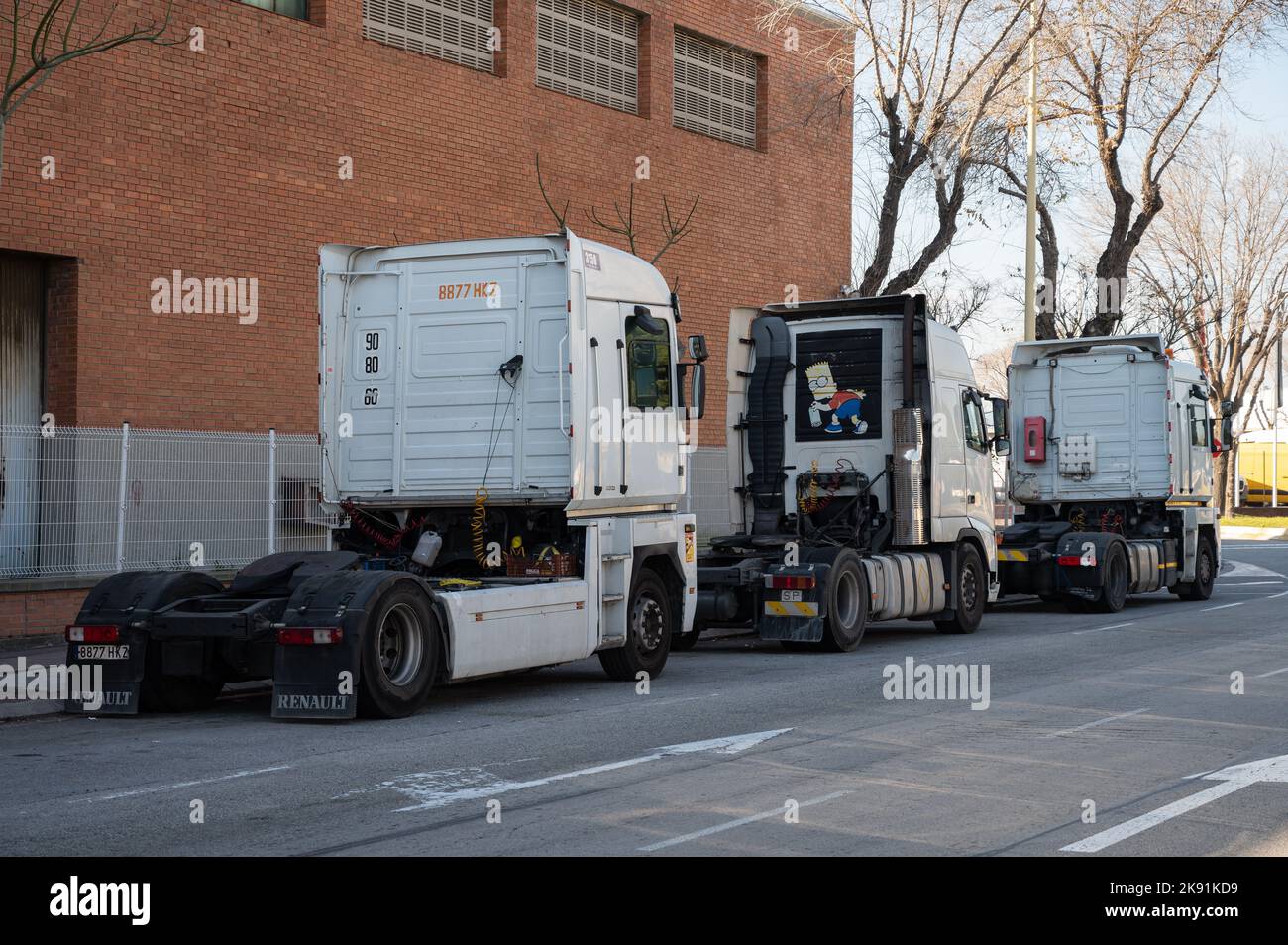 The Renault Magnum 500 trucks parked on the street Stock Photo - Alamy