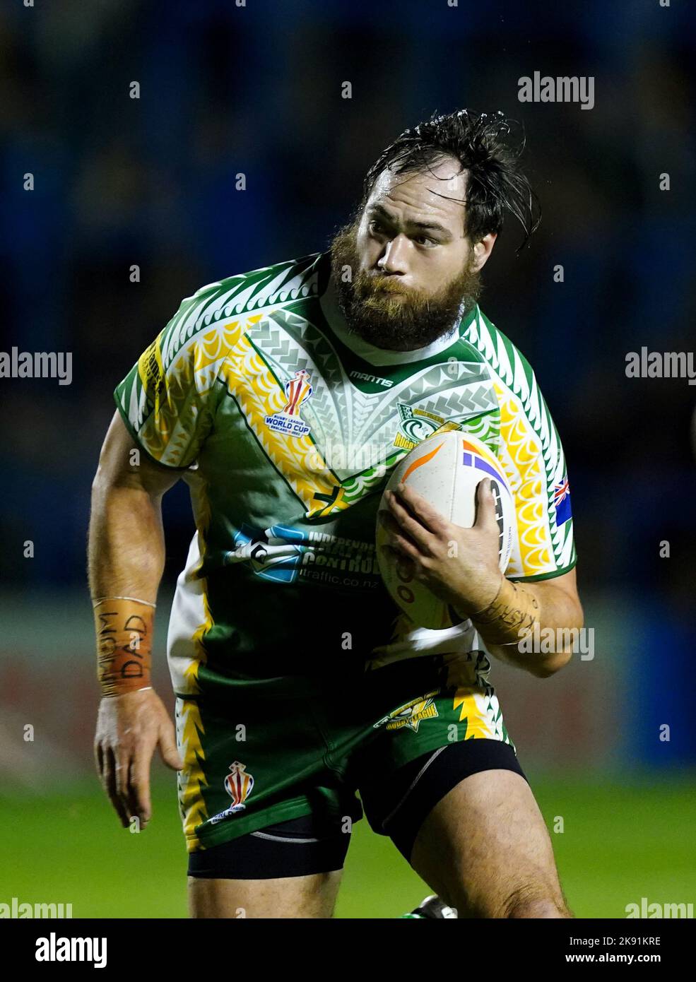 Cook Islands' Tepai Moeroa in action during the Rugby League World Cup ...