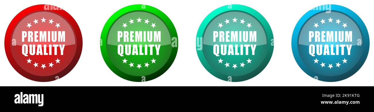 Premium quality round glossy web icon set, colorful buttons isolated on ...
