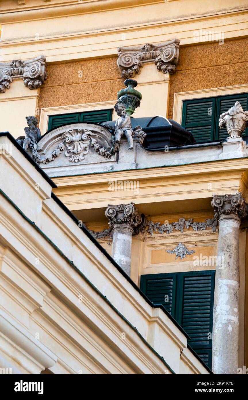 Rococo architectural details at the Schönbrunn Palace in Vienna ...