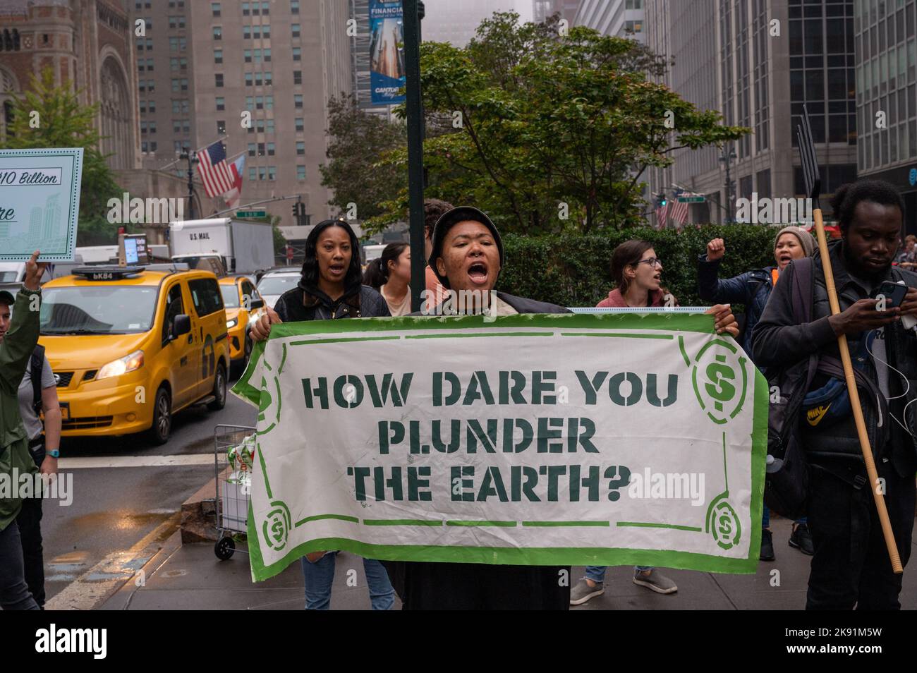 New York, USA. 25th Oct, 2022. Environmental activists block traffic on ...