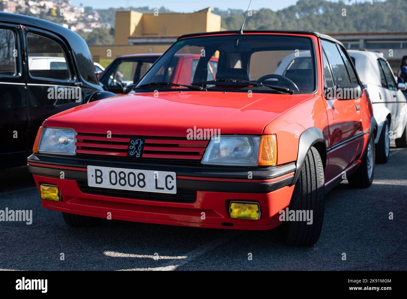 The detail of an old red Peugeot 205 car Stock Photo - Alamy