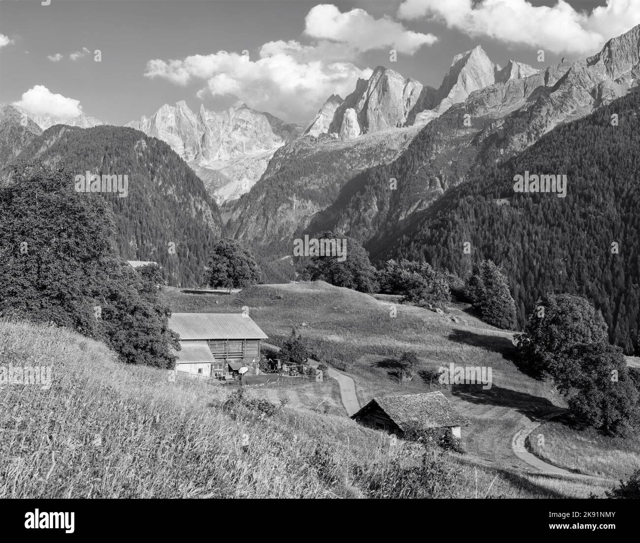 The Piz Badile, Pizzo Cengalo, and Sciora peaks in the Bregaglia range ...