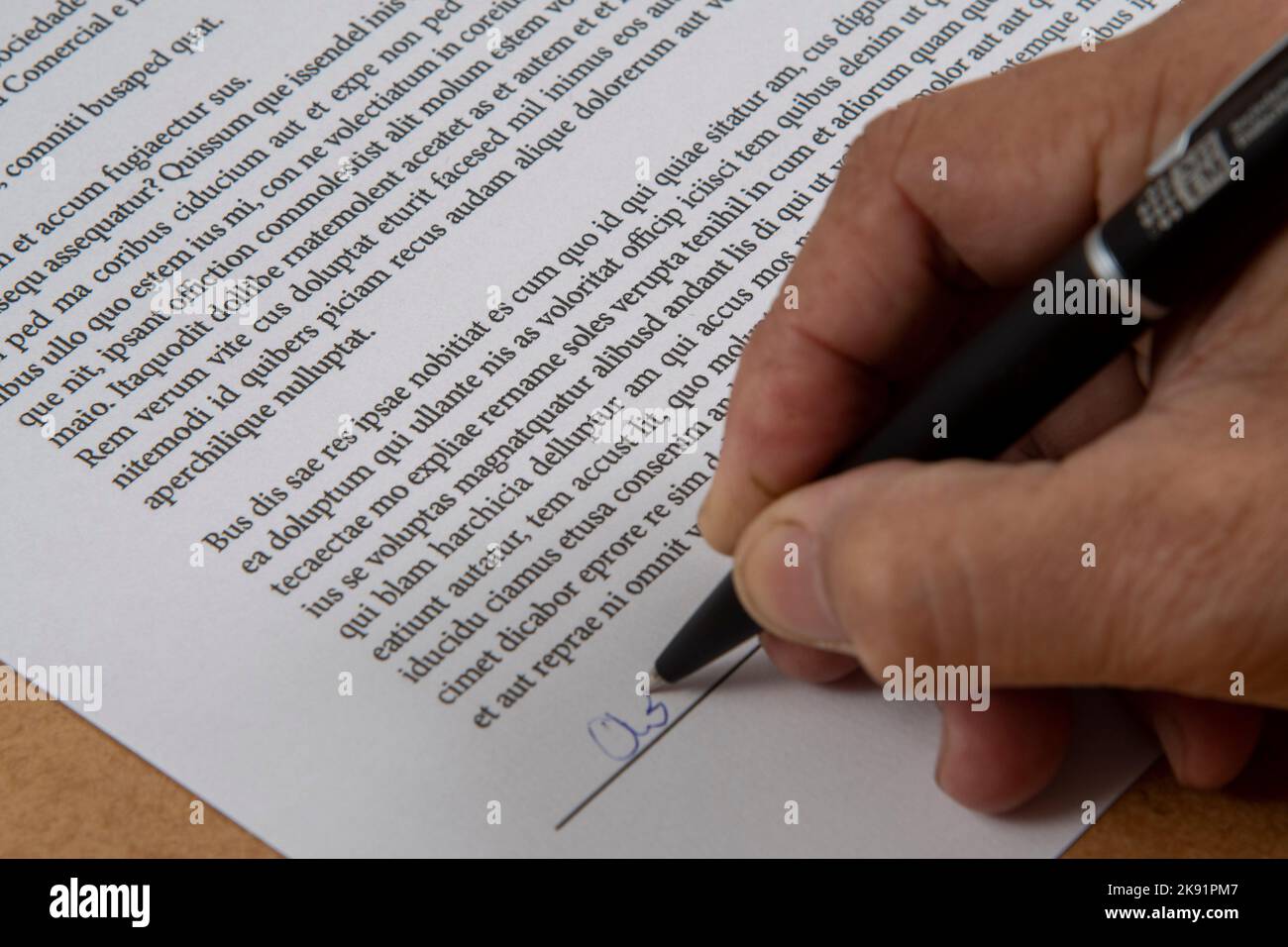 printed document signature showing a hand and ballpoint pen Stock Photo ...