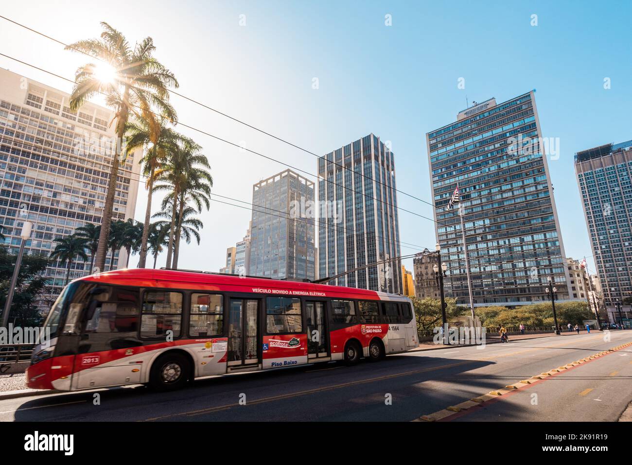 Sao Paulo, Brazil - July 26, 2022: Electric trolley bus in the city ...