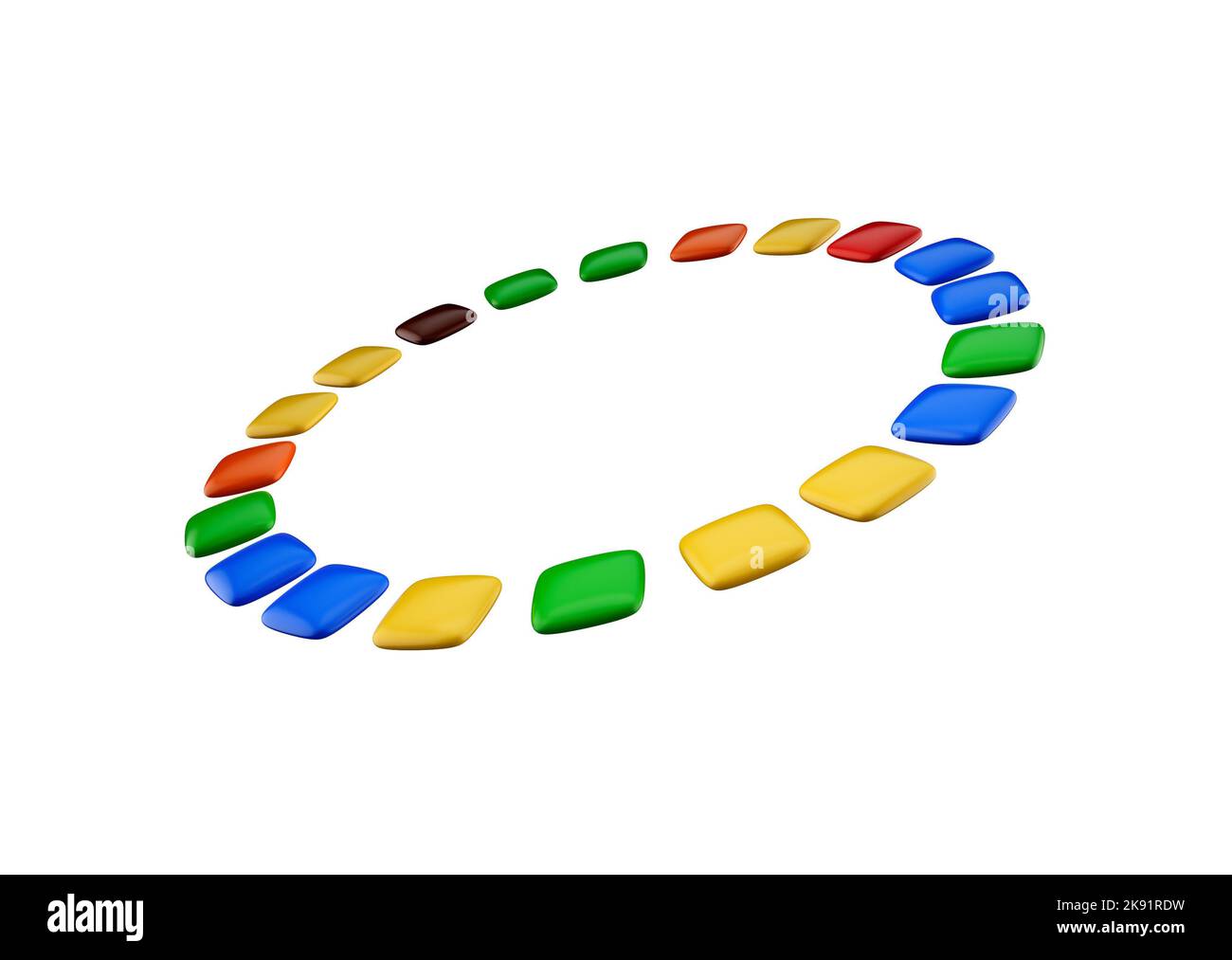 Square shape Rainbow colorful candies flying around 3d illustration ...