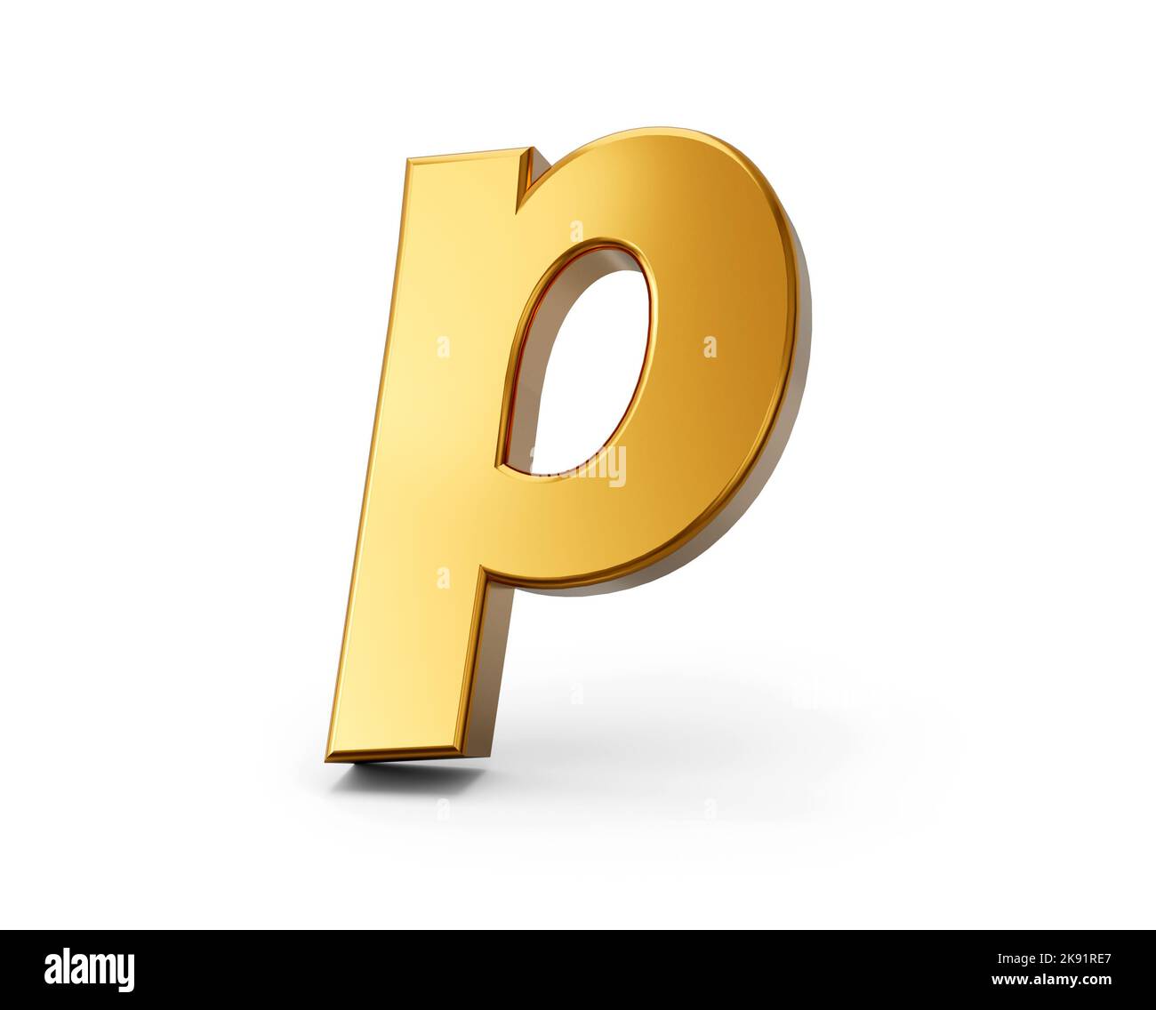 Golden alphabet p on white isolated background 3D Golden small Letters ...