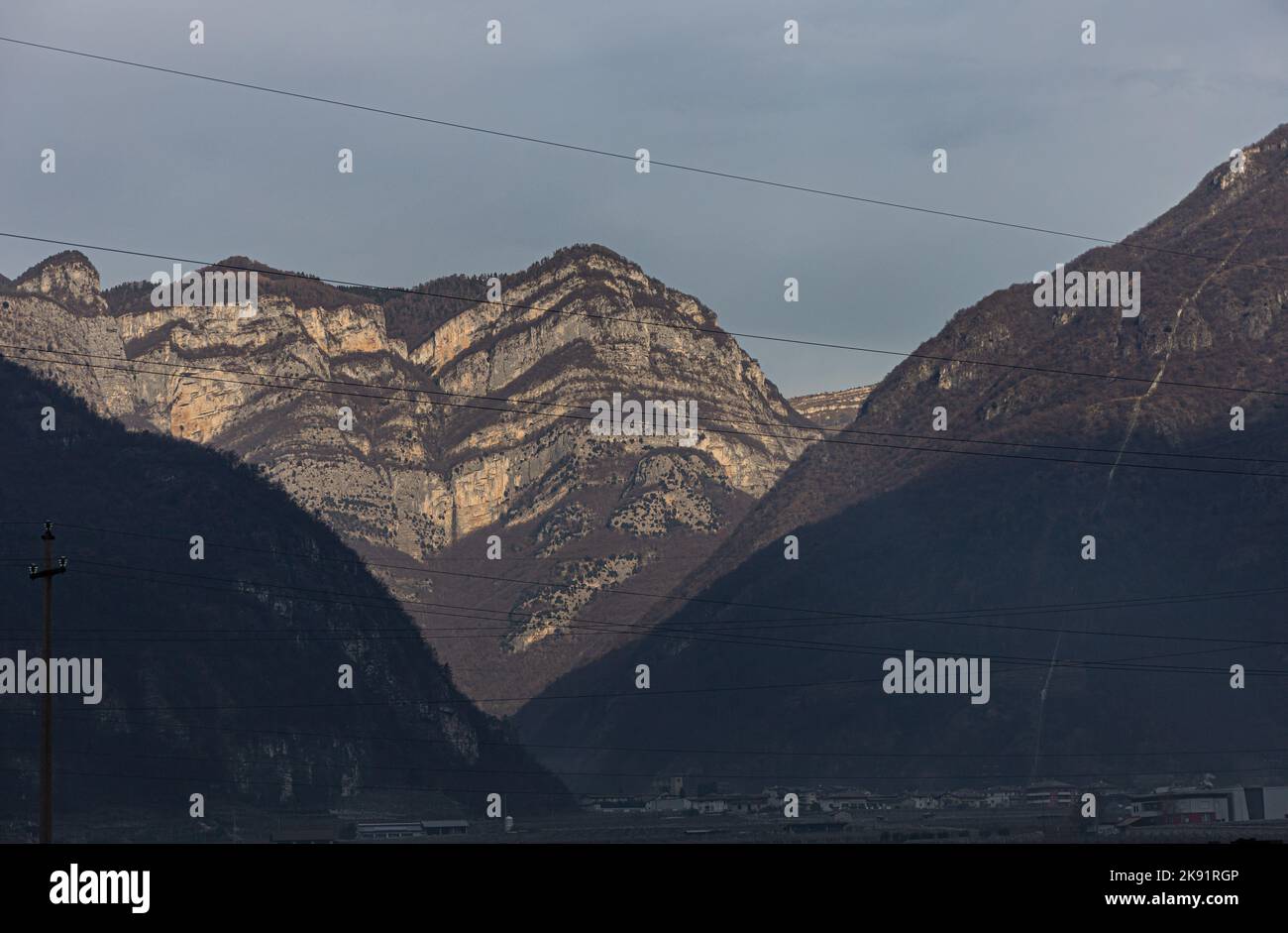 Italian mountain and electric wire Stock Photo - Alamy