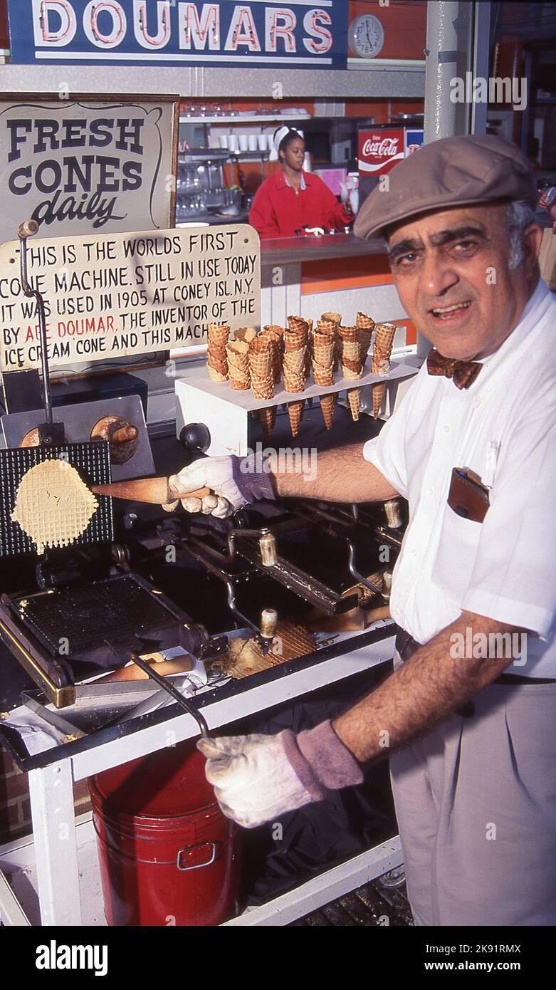 Albert Doumar using the same Ice Cream making machine the his uncle Abe ...