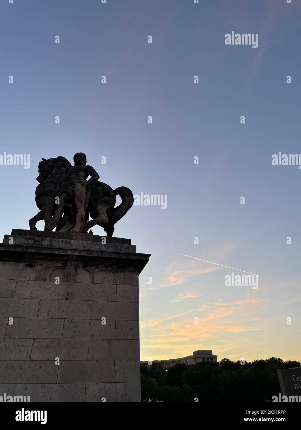 A vertical shot of the Cavalier Gaulois status in Paris during the ...