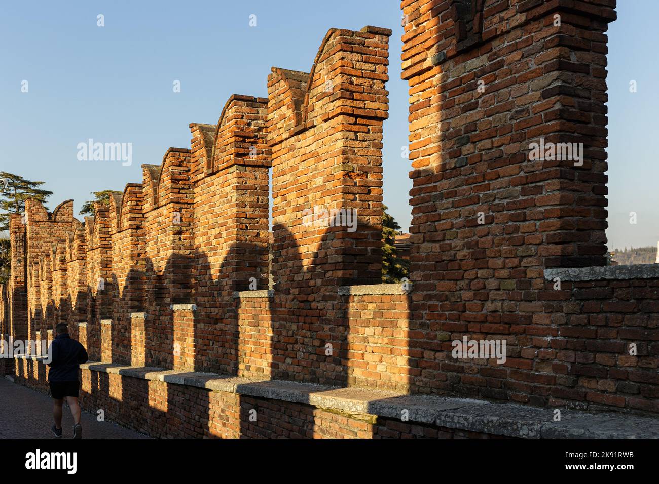 the Ghibelline merlons in the Old Castle castelvecchio at Verona, Italy ...