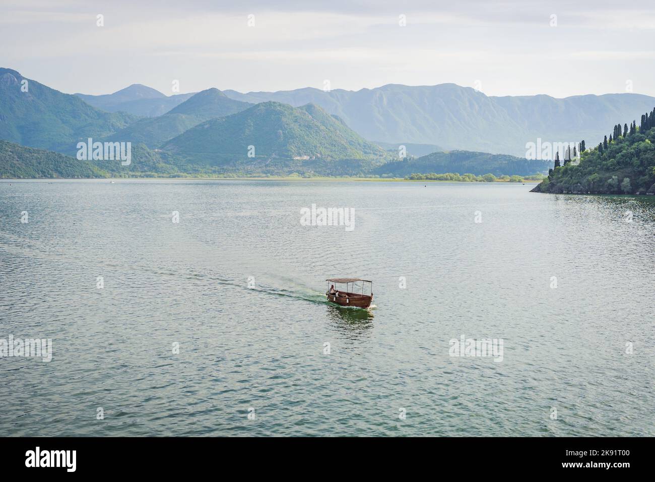 National Park Skadar Lake. Montenegro. Skadar lake. Dawn. View from above. The largest lake in ...