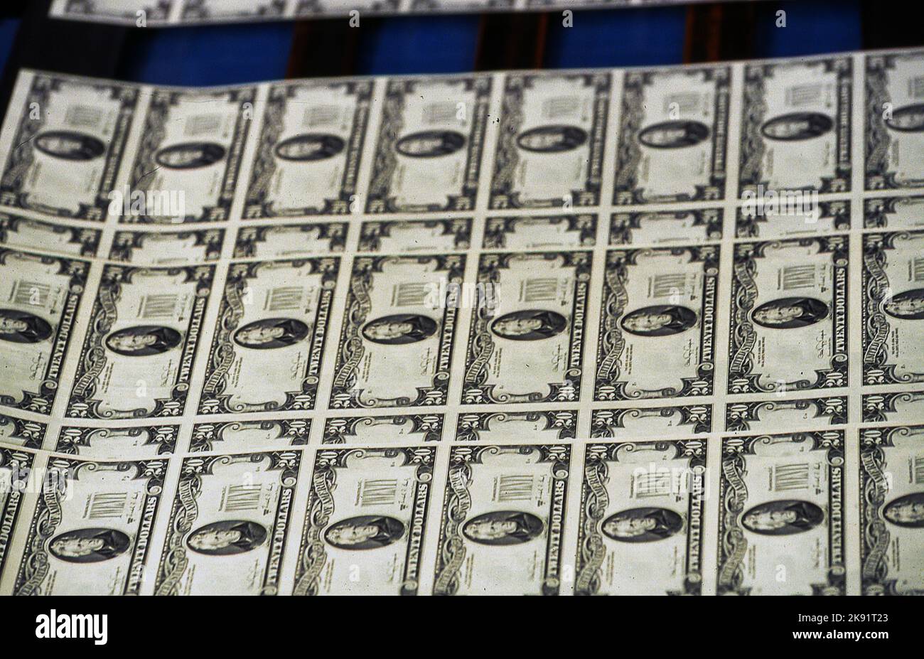 Twenty Dollar Bills being printed at the US Bureau of Printing and ...