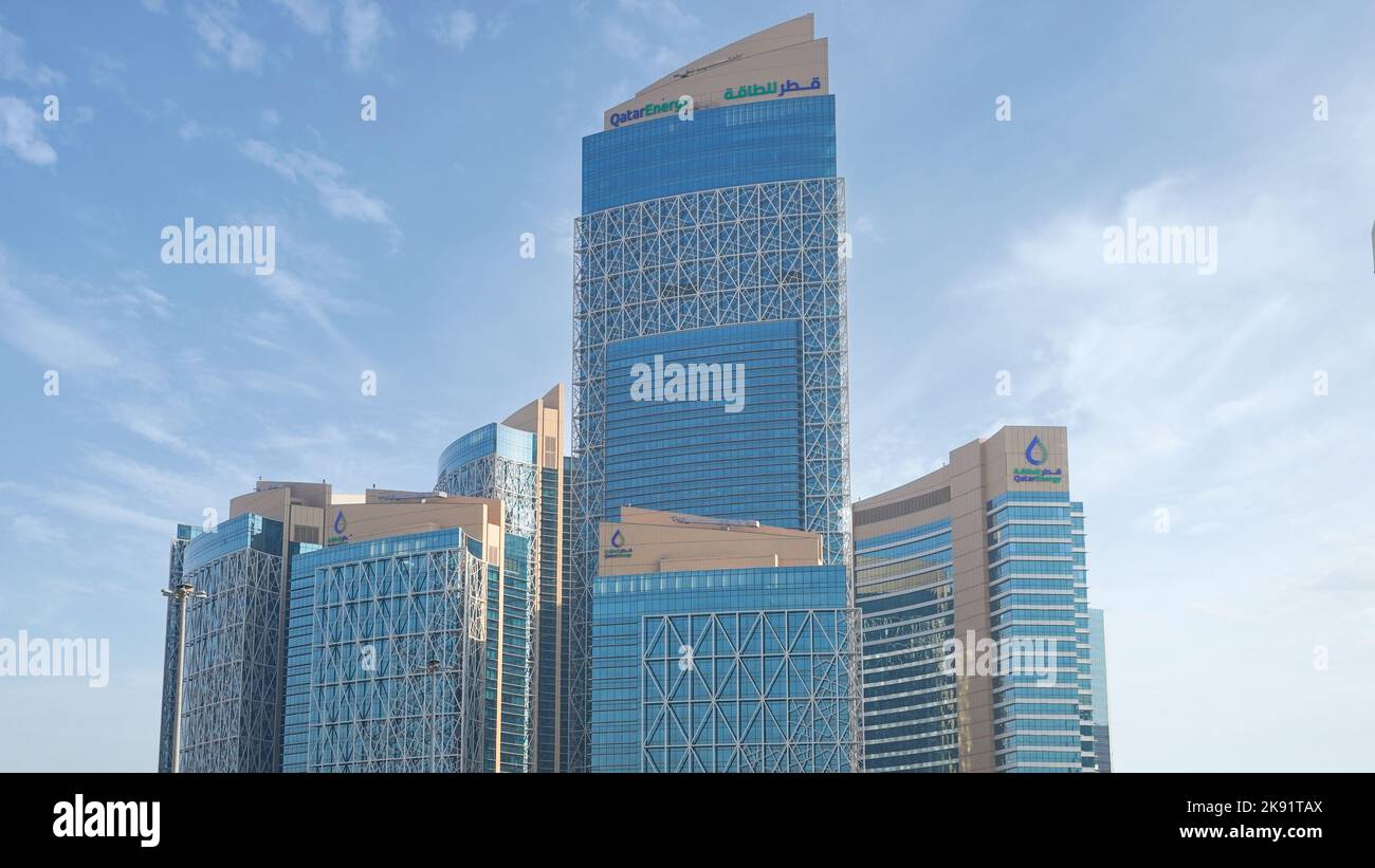 Doha, Qatar- october 10,2022 : Qatar Energy head office towers in Doha ...