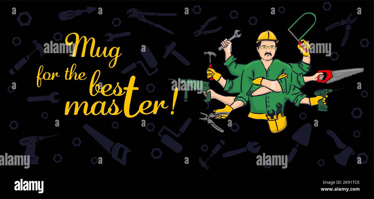 Mug for the best master builder. Vector illustration Stock Vector Image ...