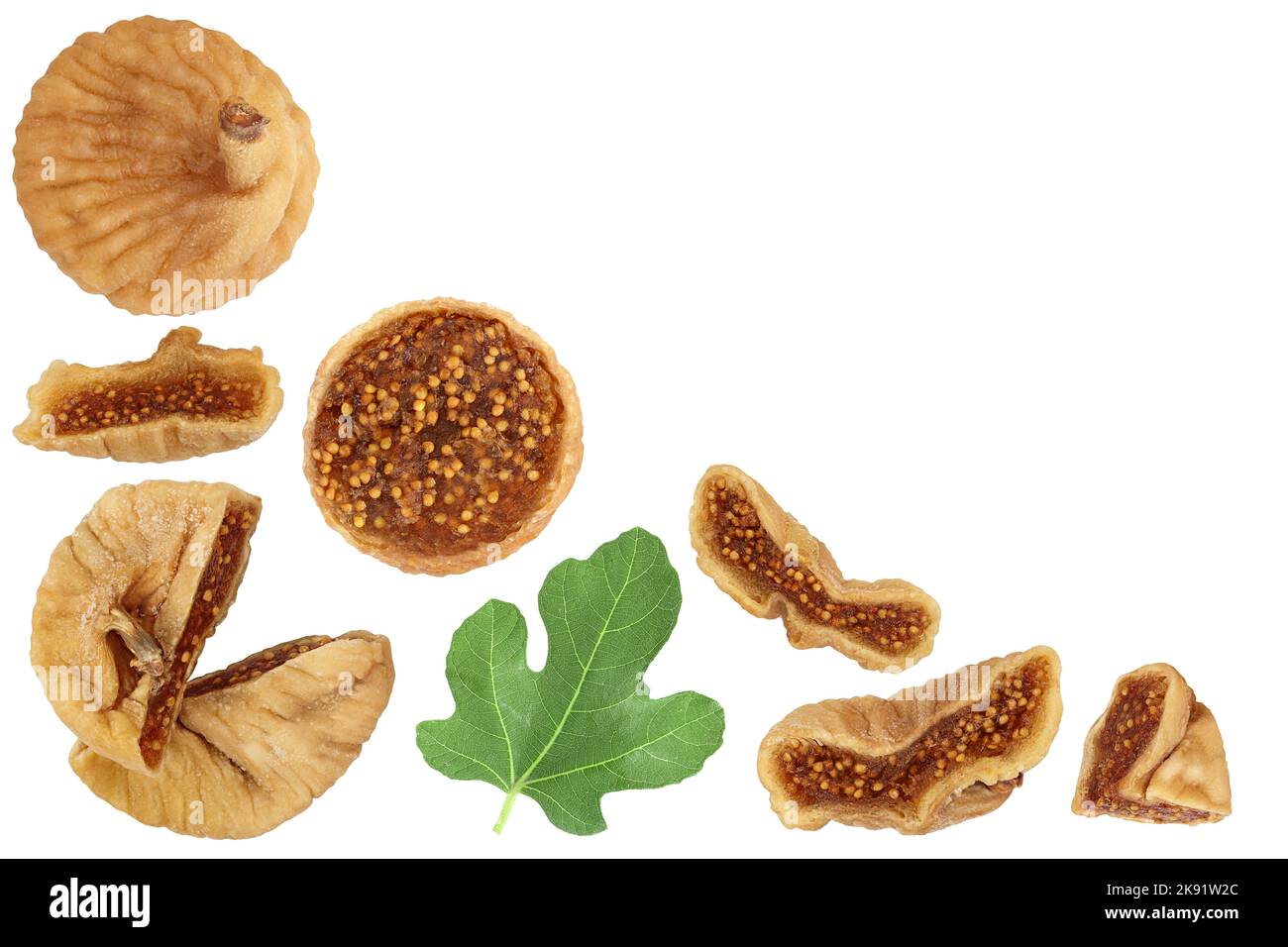 dried fig isolated on white background with full depth of field. Top ...