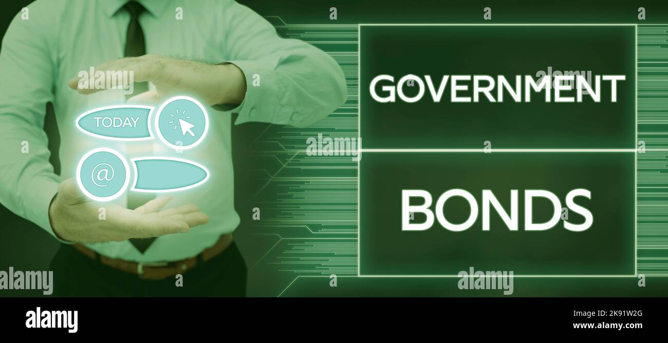 Hand writing sign Government Bonds. Business overview reverse the ...