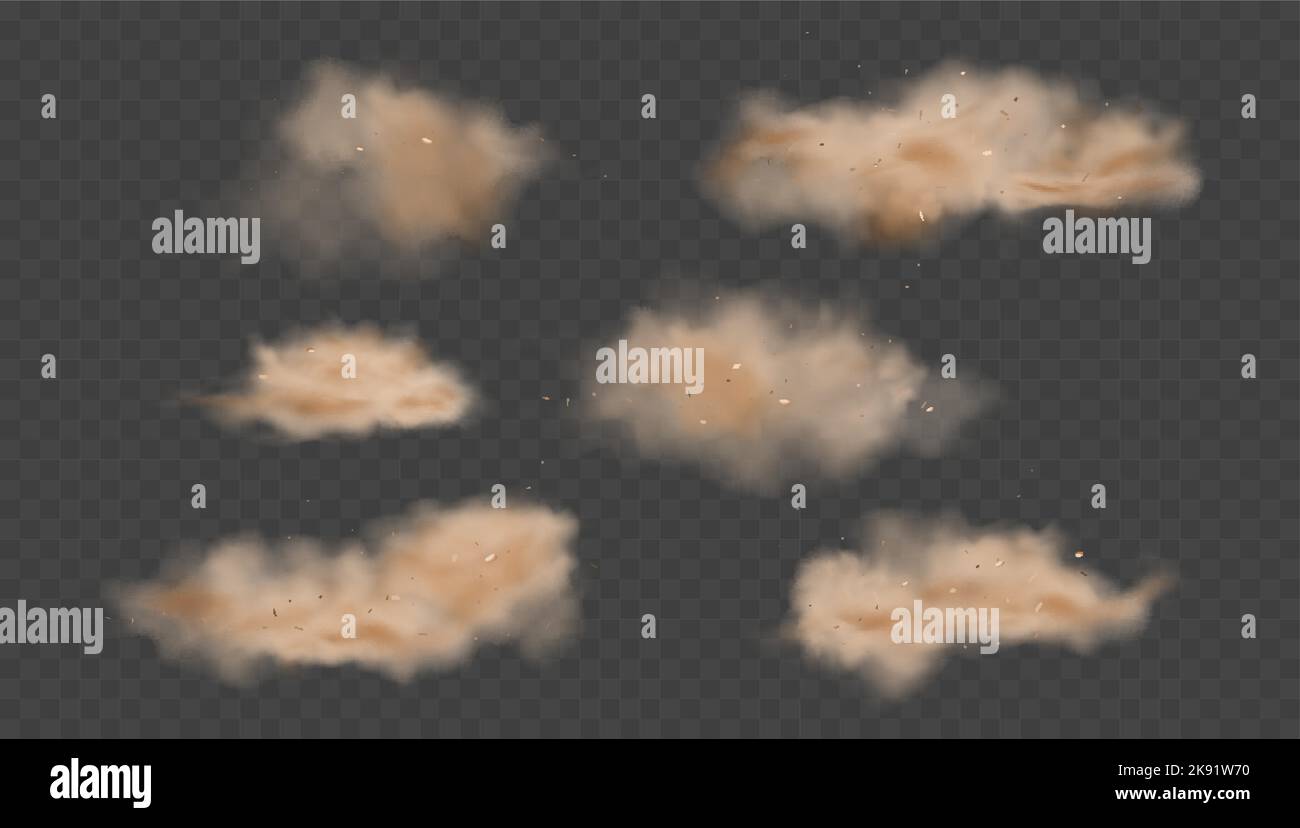 Dust sand cloud dirt air vector smog transparent element. Dusty smoke ...