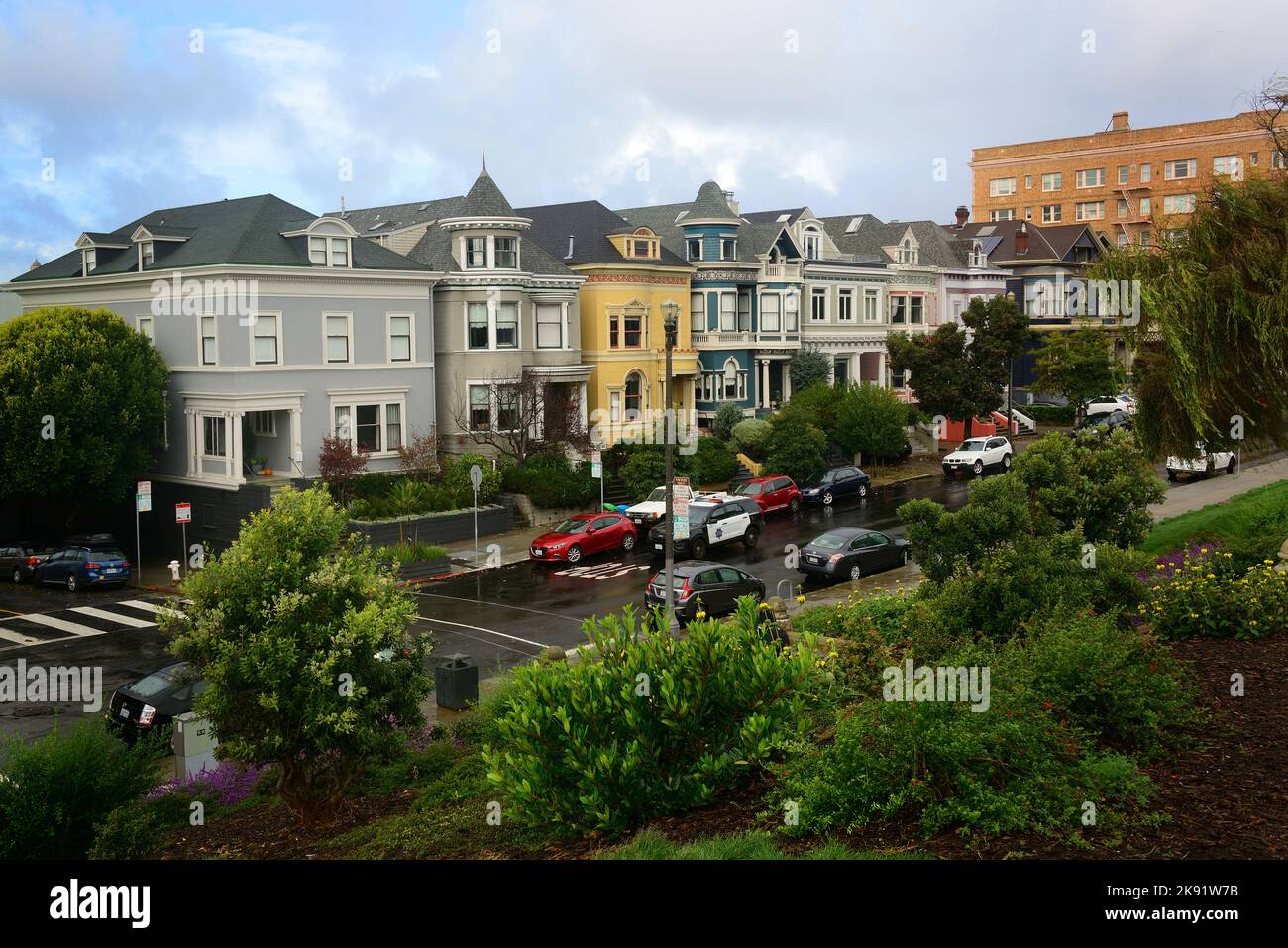 The Alamo Square in San Francisco, California on a cloudy day Stock ...