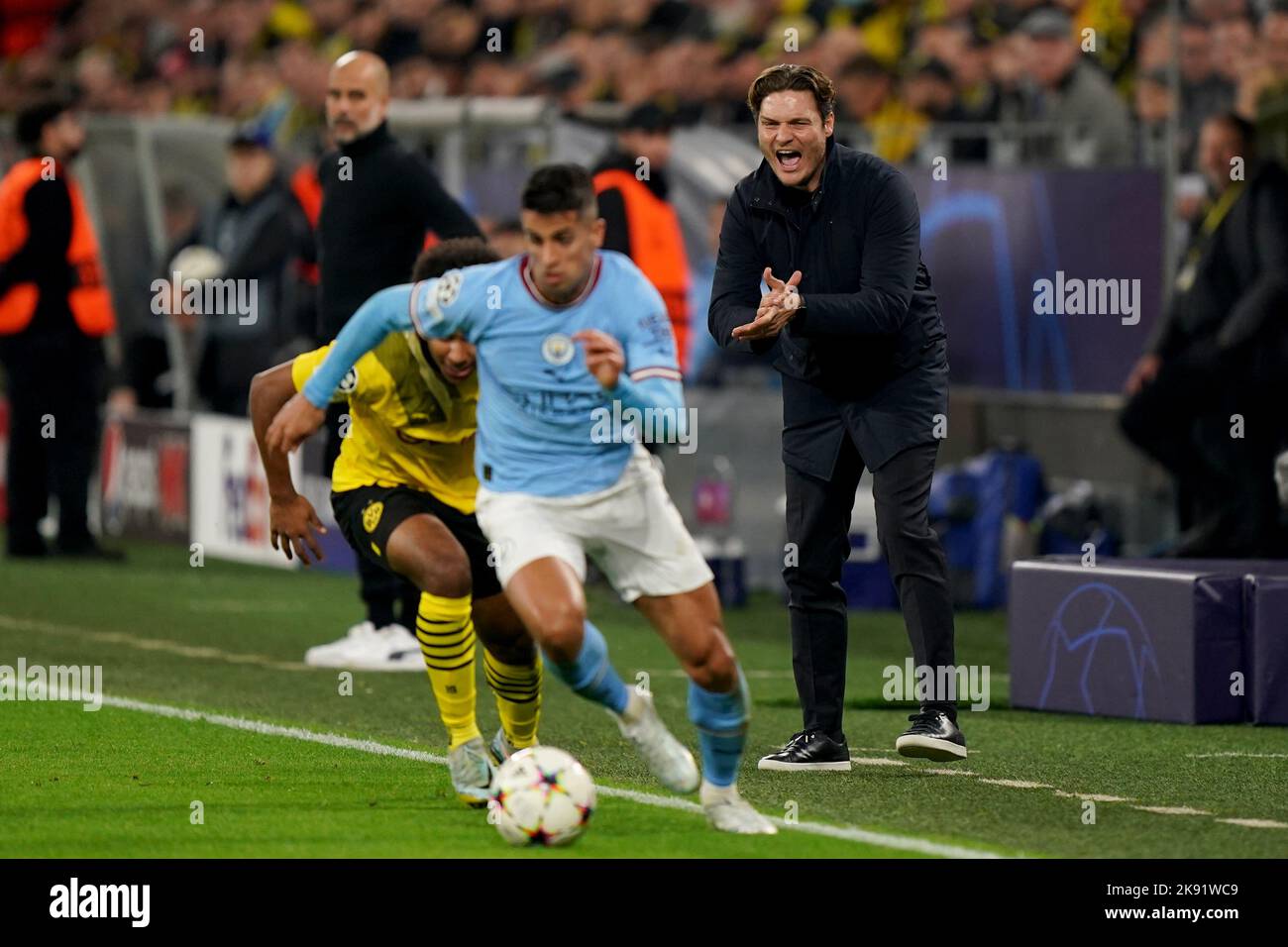 Borussia Dortmund Manager, Edin Terzic, reacts during the UEFA ...
