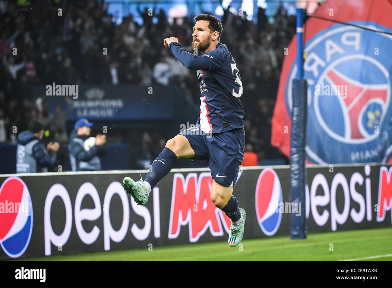 Paris, France - 25/10/2022, Lionel (Leo) MESSI of PSG celebrates his ...