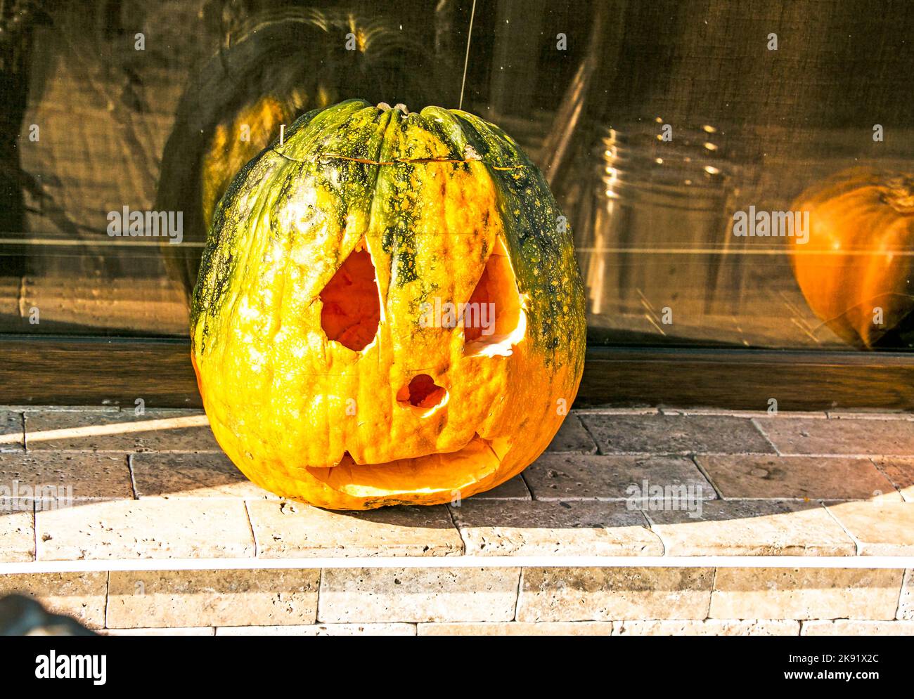 Harvesting pumpkin for Halloween. Positive emotion concept Stock Photo ...