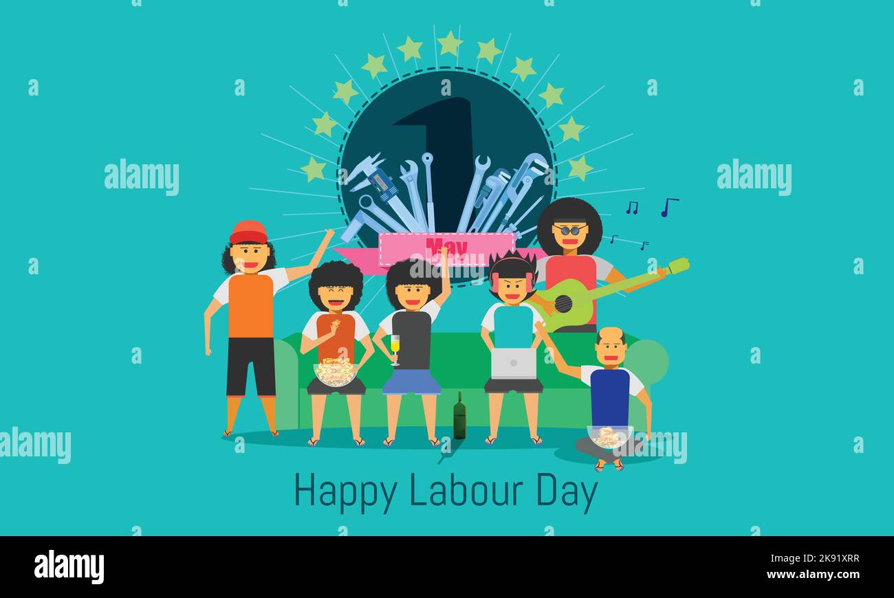 A vector of people on the sofa celcelebrating the labour day Stock ...
