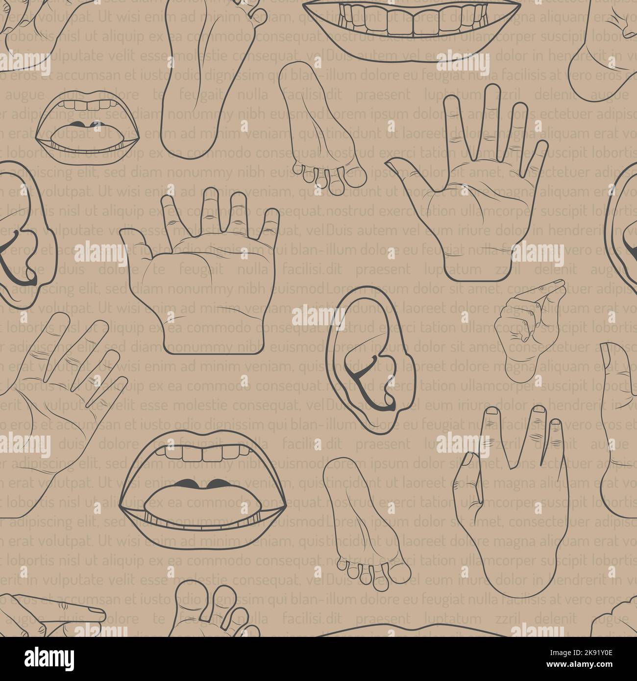 A seamless pattern of a set of human body parts Stock Vector Image ...