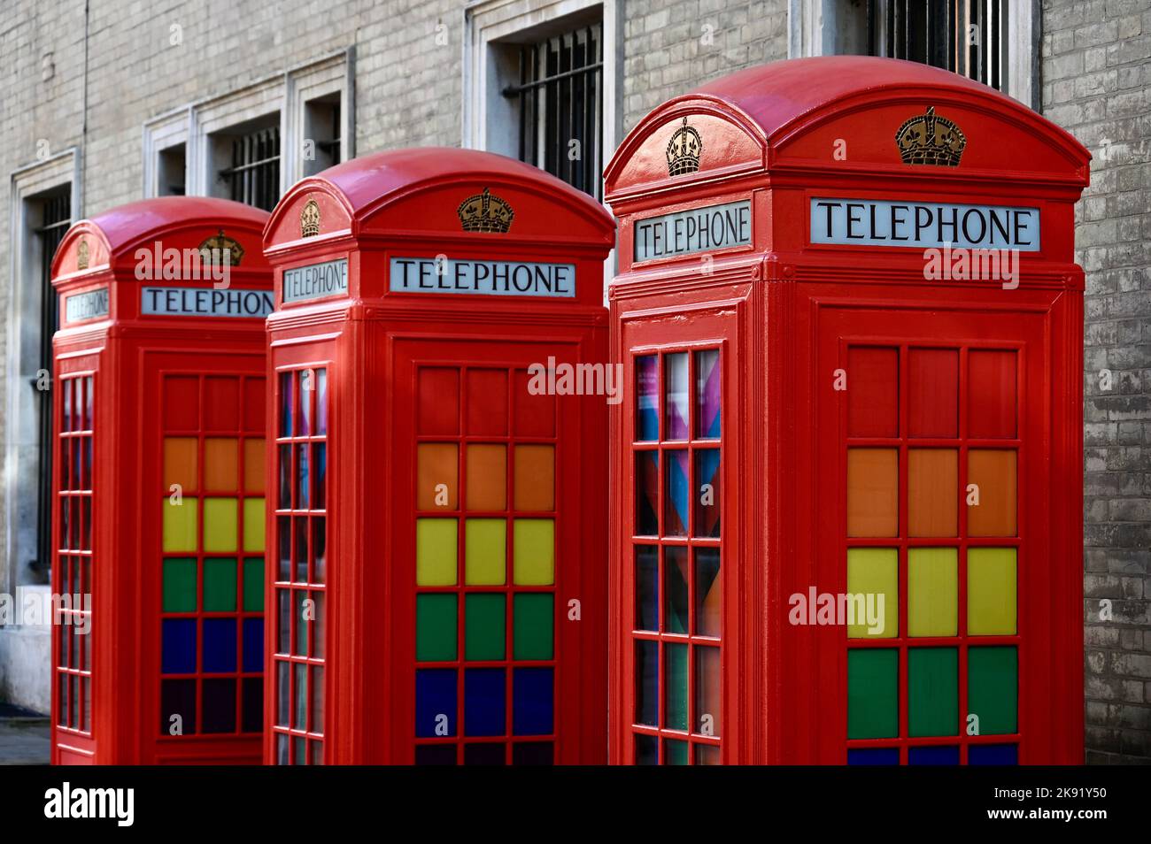 Red Telephone Boxes, Broad Court, Covent Garden, London. UK Stock Photo ...