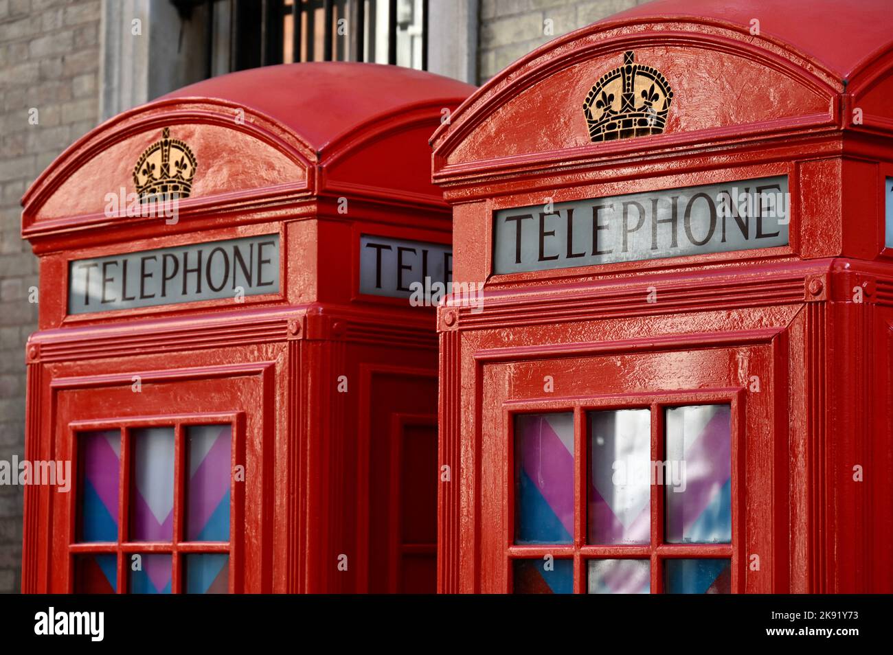 Red Telephone Boxes, Broad Court, Covent Garden, London. UK Stock Photo ...