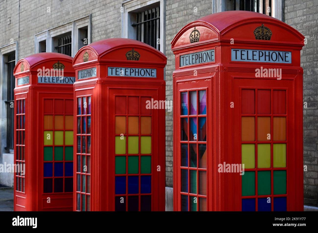 Red Telephone Boxes, Broad Court, Covent Garden, London. UK Stock Photo ...