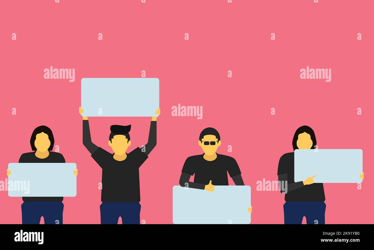 A vector of a group of people hand up show the board for business ...