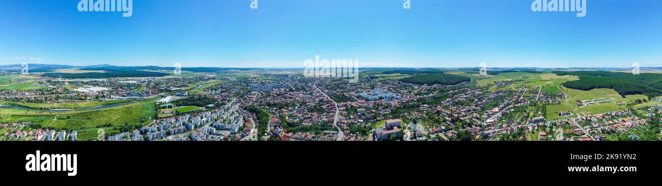 An aerial view of the landscape of Reghin city in Romania Stock Photo ...
