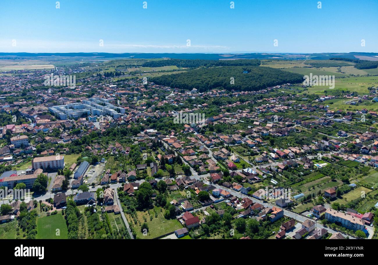 An aerial view of the landscape of Reghin city in Romania Stock Photo ...
