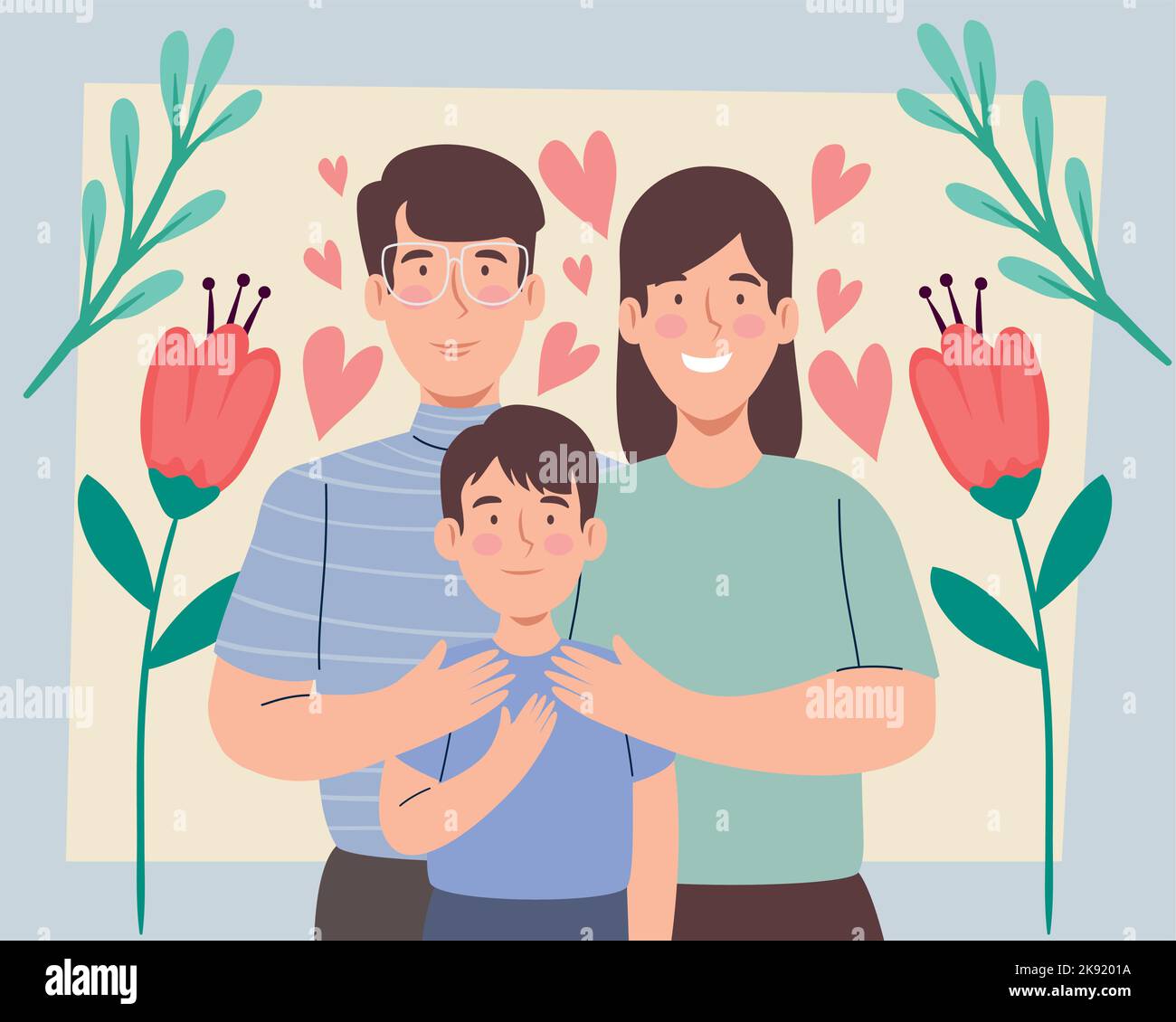 korean parents with son and roses Stock Vector Image & Art - Alamy