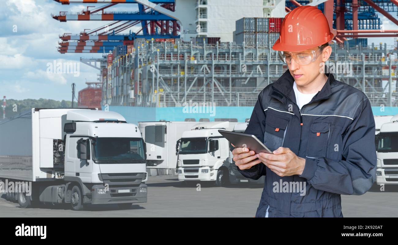 Global business container cargo ship in import export business logistic ...