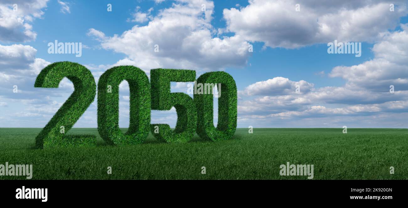 Numbers 2050 from grass. A symbol of sustainable development and full ...