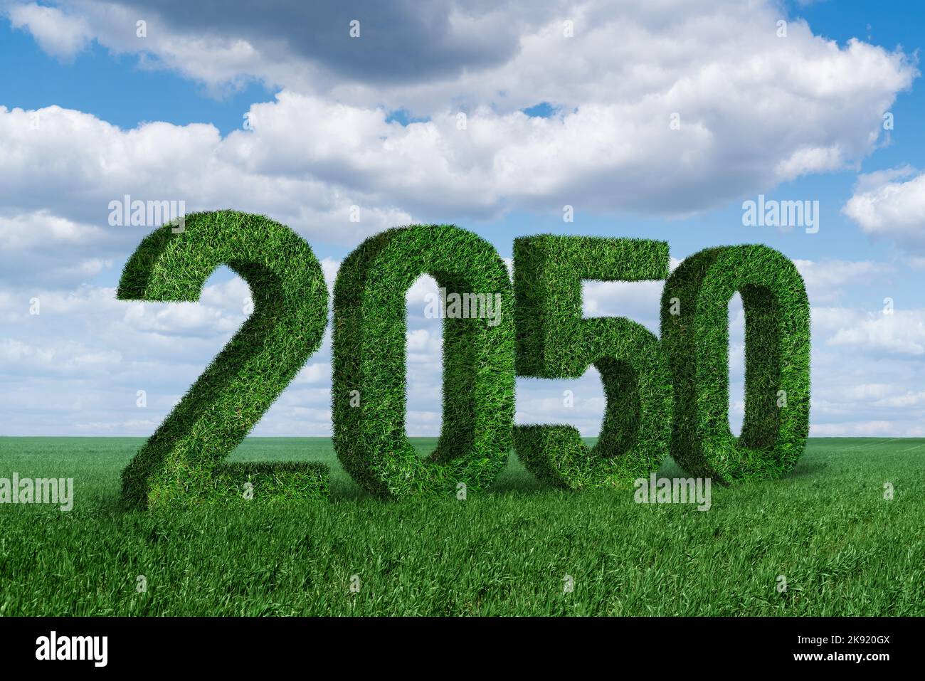 Numbers 2050 from grass. A symbol of sustainable development and full ...