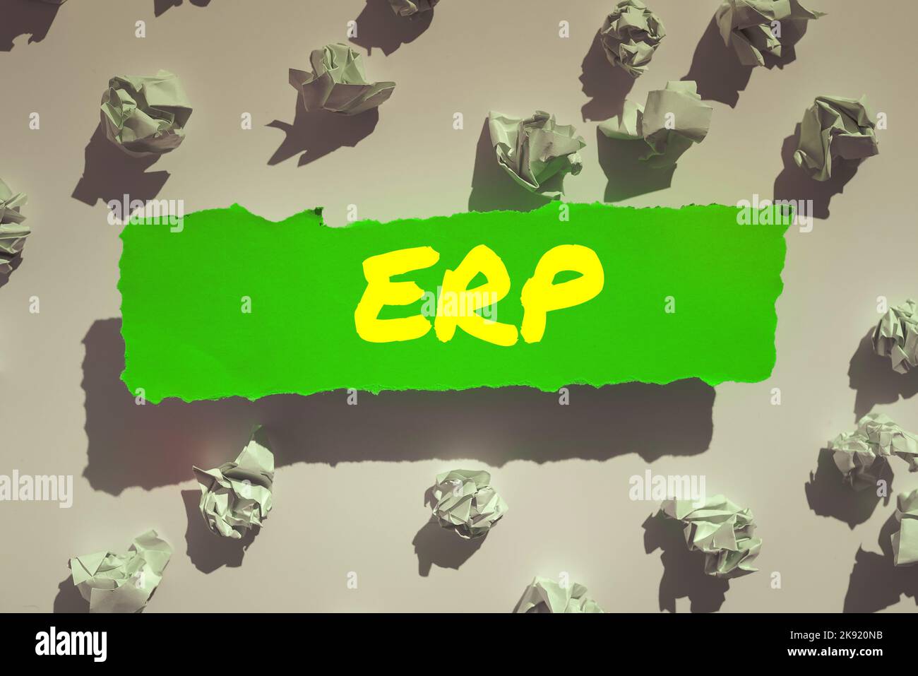 Text sign showing Erp. Concept meaning enterprise resource planning centralized database for ...
