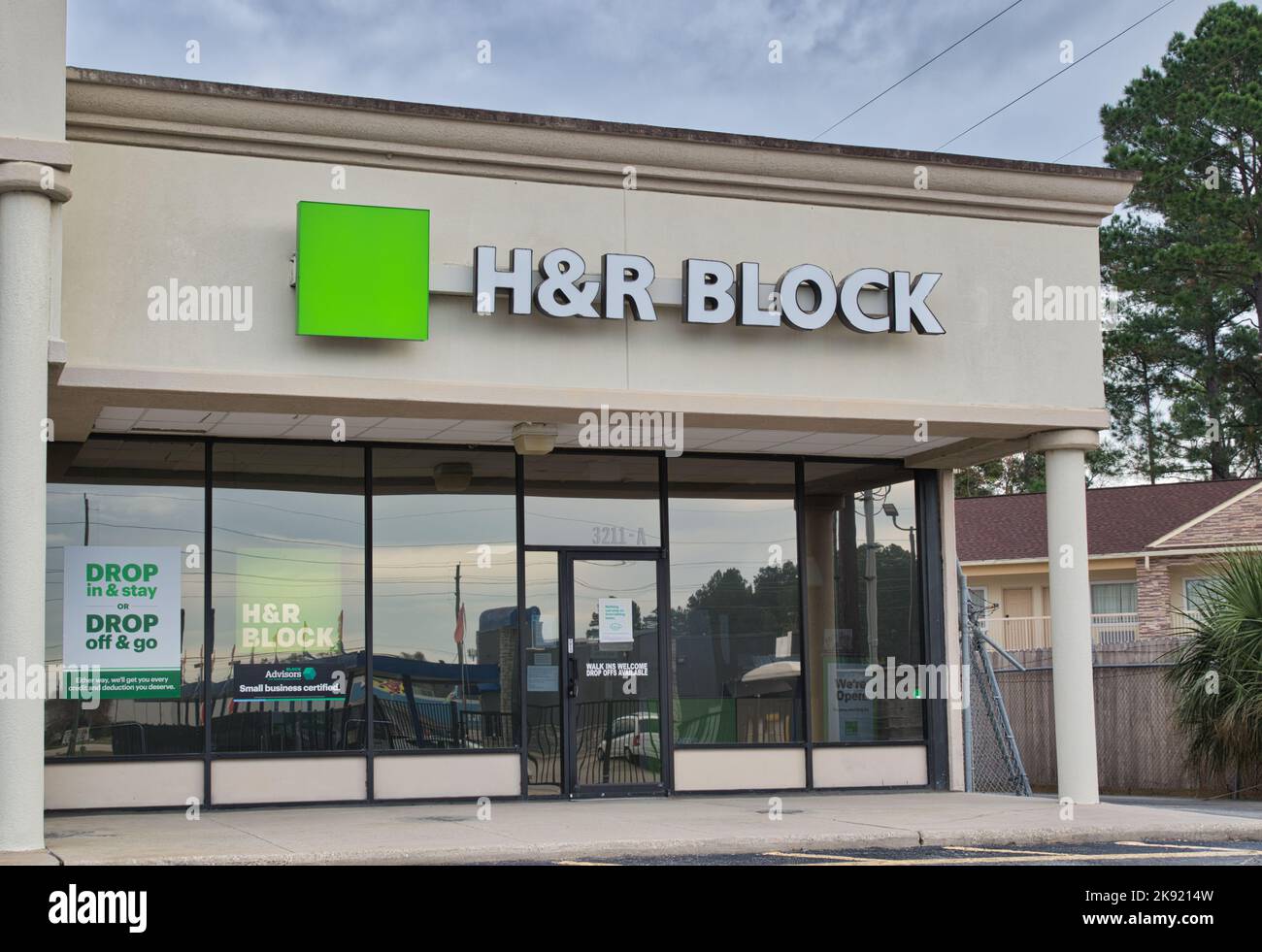 Houston, Texas USA 12-03-2021: H & R Block taxation office exterior in ...