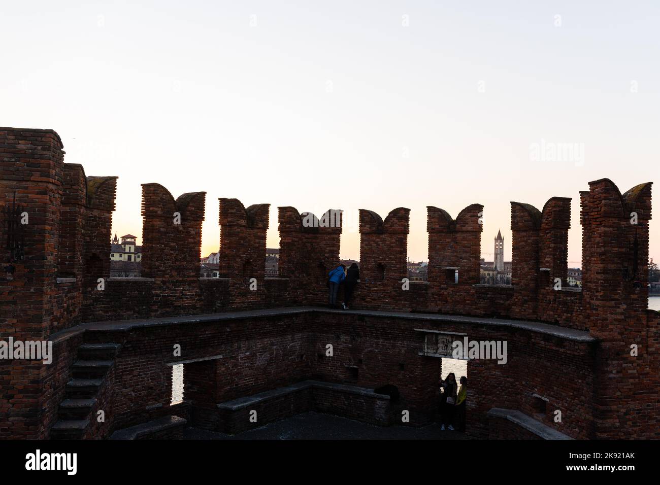 the Ghibelline merlons in the Old Castle castelvecchio at Verona, Italy ...