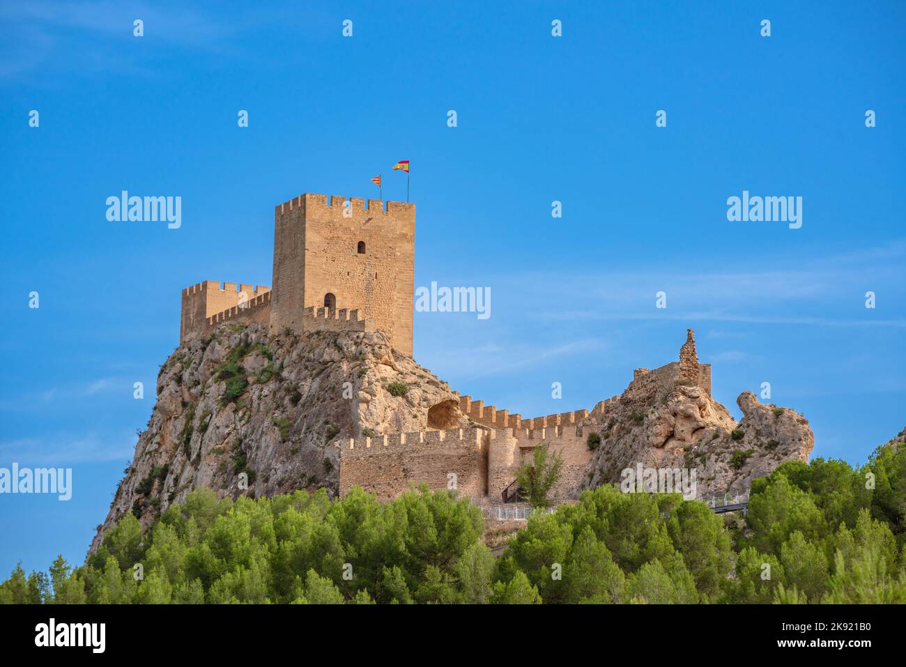Medieval andalusí castle on top of a rock. Sax, Spain Stock Photo - Alamy