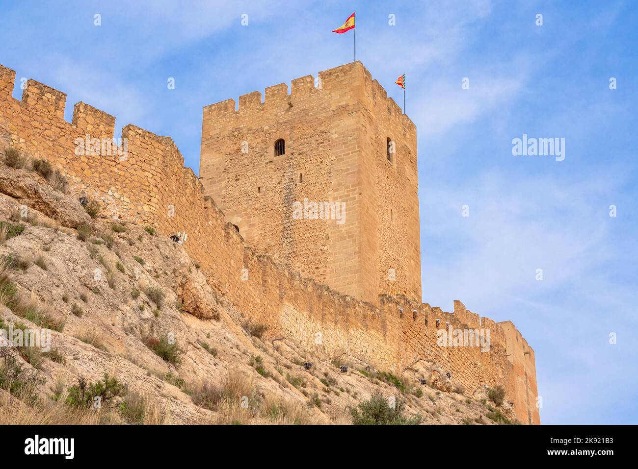 Medieval andalusí castle on top of a rock. Sax, Spain Stock Photo - Alamy