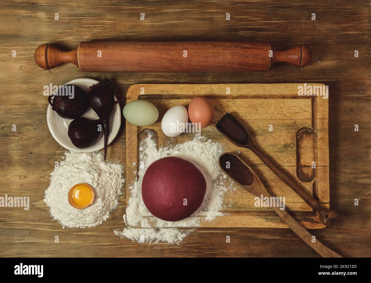 Ingredients on the table for making dough Stock Photo - Alamy